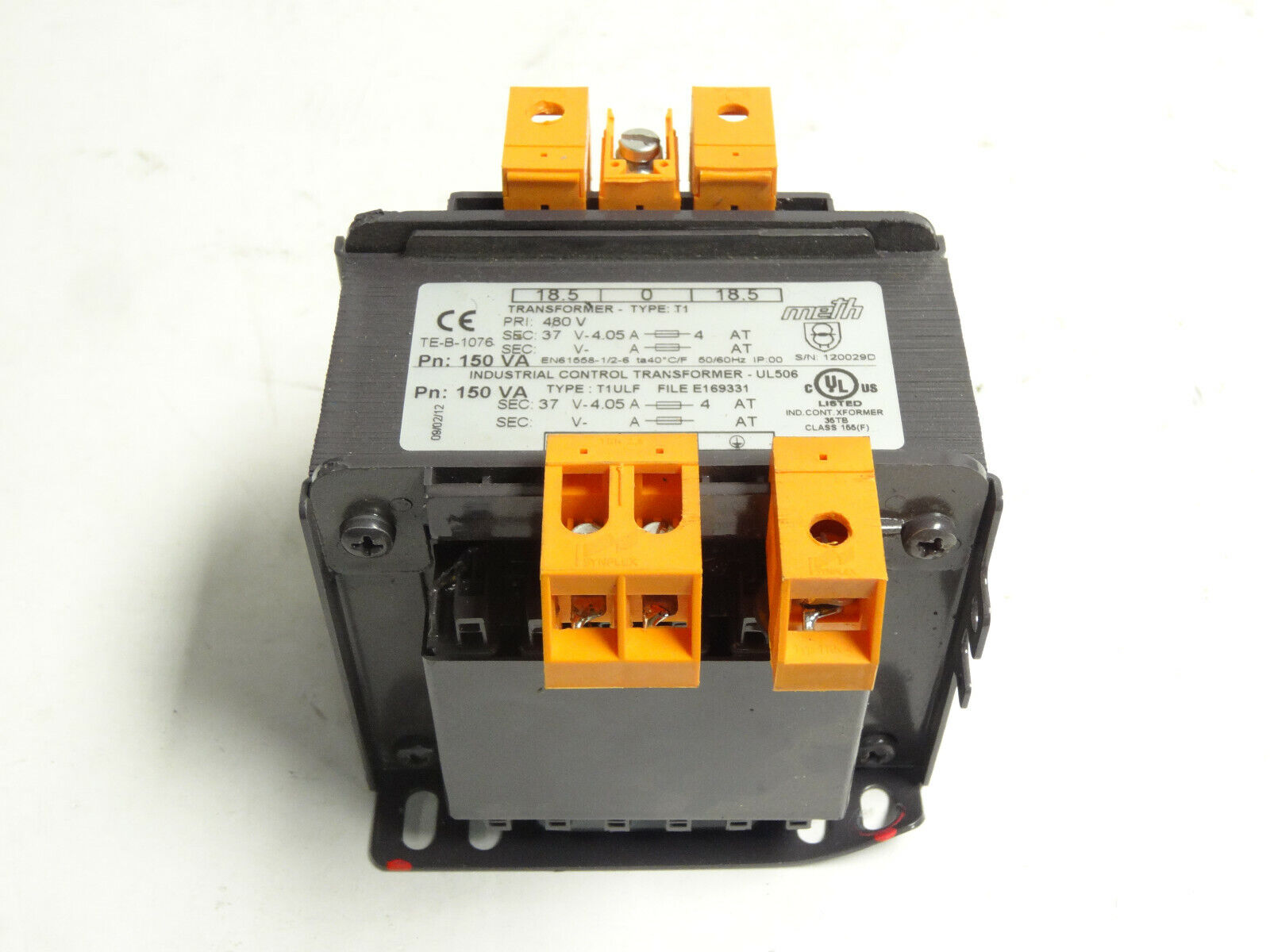 METH 150va METH 1PH Control Transformer 230V/110V AC 60HZ 150VA.